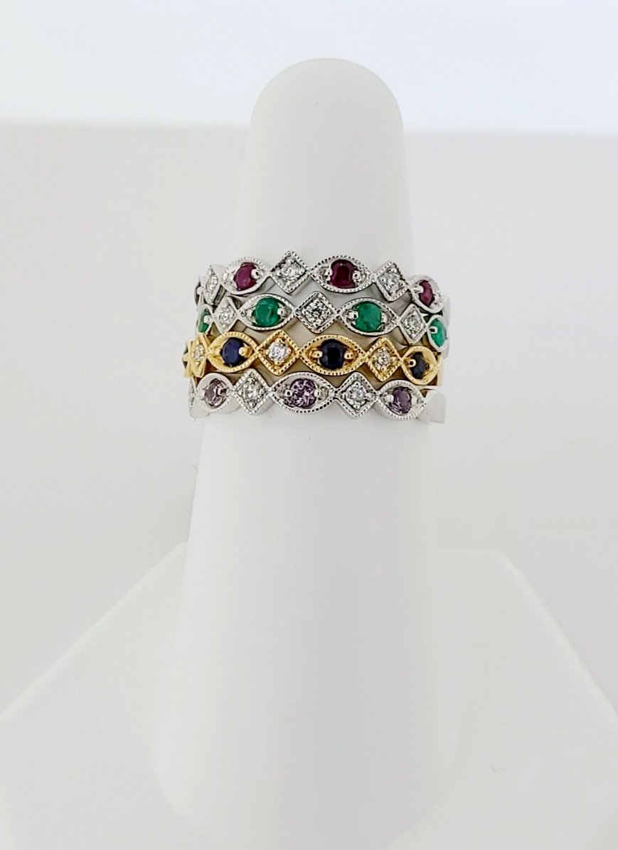 Diamond And Gemstone Stackable Rings – Harris Jewelers