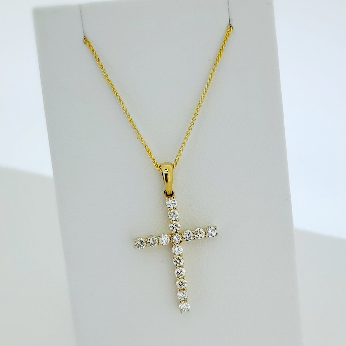 YELLOW GOLD LAB CREATED DIAMOND CROSS NECKLACE – Harris Jewelers